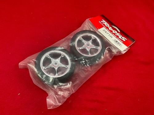 Traxxas 2471R FRONT Chrome TRACER Wheels ALIAS ribbed Tires 2.2 BANDIT ...