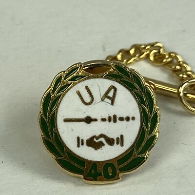 UA United Association of Plumbers Union 40 Years of Service Tie Tack ...