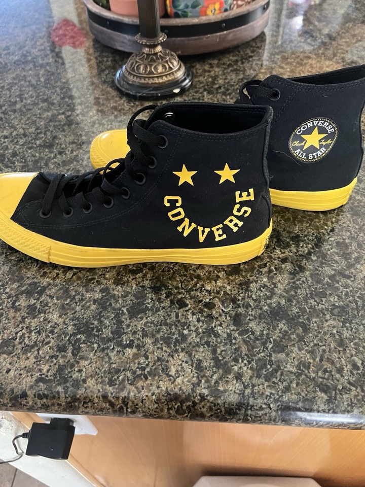 Converse CTAS HI Black/Amarillo/Black 168117F Smiley Face Sz 11 Men’s ...