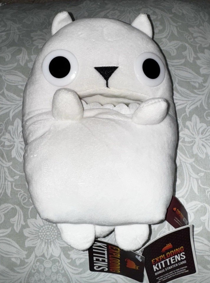 Exploding Kittens Rainbow Throw-up Tongue Ralphing Cat White 10" Plush ...