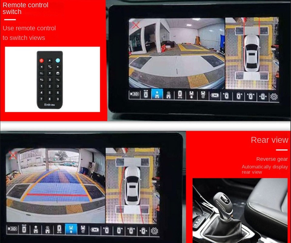 360 Degree Waterproof View Car Camera System DVR Recording Parking Rear ...