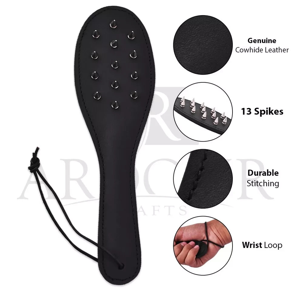 Real Cowhide Belt Leather Paddle Slapper with Spikes Strict & Heavy ...