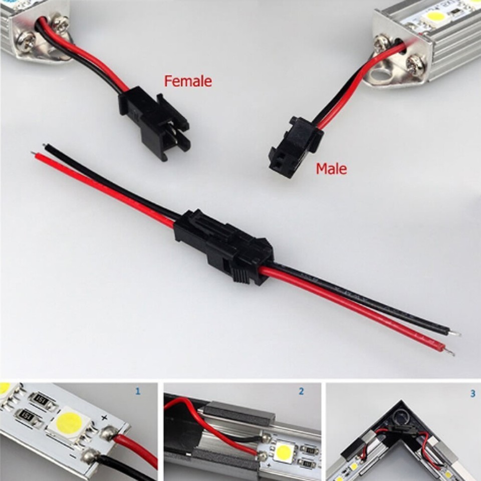 2Pin 15cm Male&Female Connector Cable Wire terminal for LED Lights DIY ...