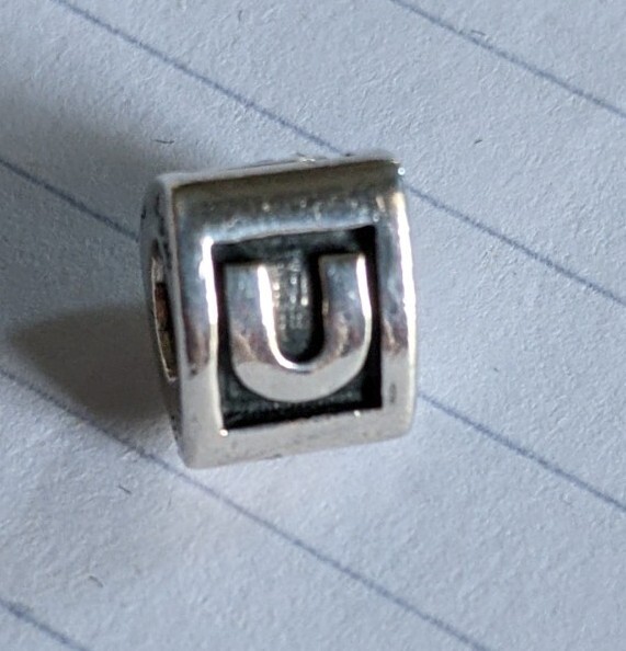 Authentic Pandora Moments Letter U Alphabet Charm/Bea… - Gem