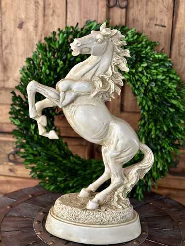 Exquisite Large VTG Rearing Stallion Horse Sculpture OnOval Base 18.5 ...