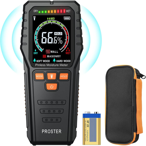 Proster Pinless Moisture Meters with Backlit LCD Screen Non-Invasive ...