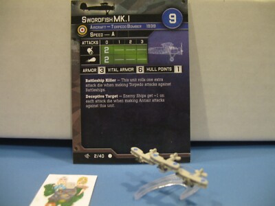 =Axis Allies War at Sea SURFACE ACTION Swordfish Mk. I 2/40 with card ...