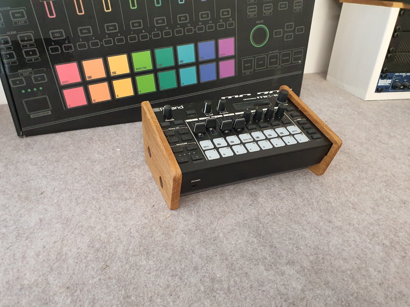 Roland MC101 and TR6S Solid Oak Stand from Synths And Wood | eBay