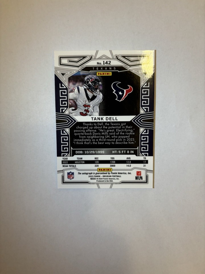 2023 Panini Obsidian - Signatures #142 Tank Dell (AU, RC) | eBay
