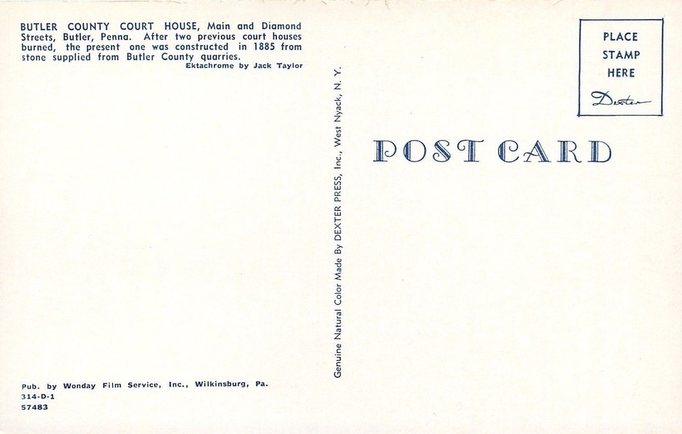 Butler Pennsylvania~County Court House~1950s Cars~Postcard | eBay