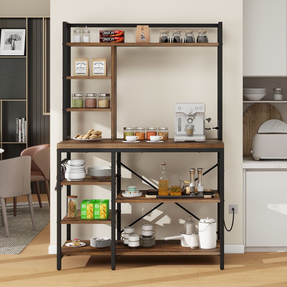 8-Tier Kitchen Bakers Rack Coffee Bar Station Utility Storage Shelf ...
