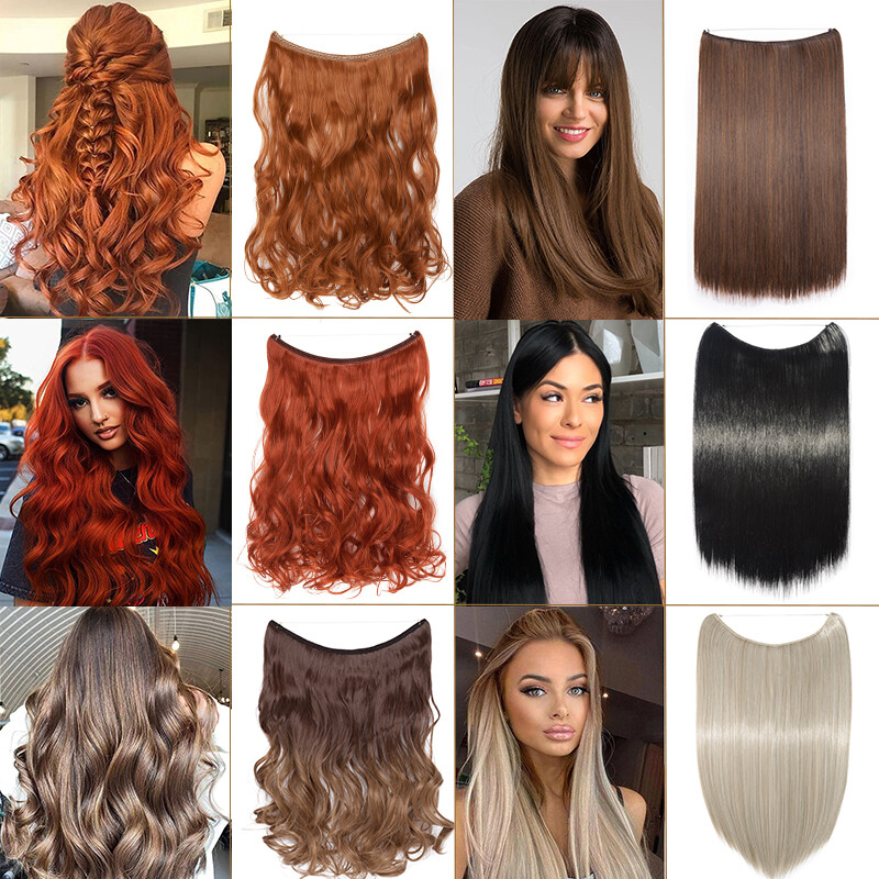 Hidden Invisible Wire In One Piece 100% Real As Human Hair Extensions ...