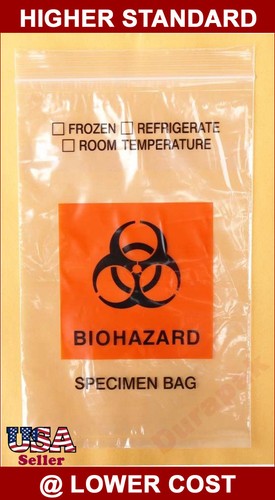 1000 pieces 6X9" Zip Reclosable Tri-Wall Biohazard Specimen Bag Medical ...