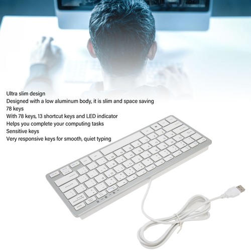 USB Wired Keyboard 78 Scissor Keys 13 Shortcut LED Indicator Keyboard ...