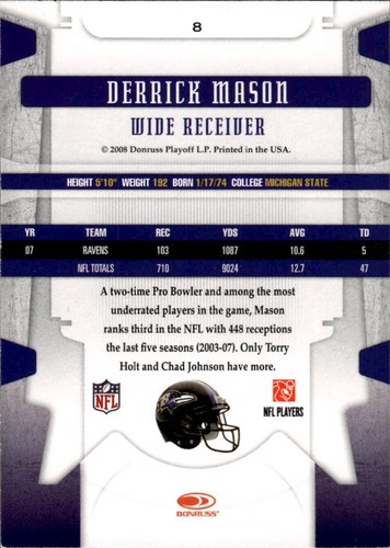 2008 Leaf Limited #8 Derrick Mason Baltimore Ravens | eBay