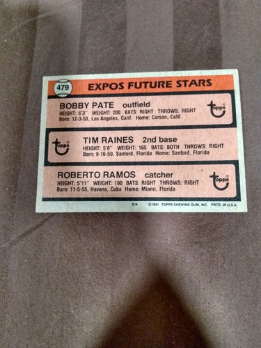 1981 Topps Tim Raines Rookie #479 Montreal Expos | eBay