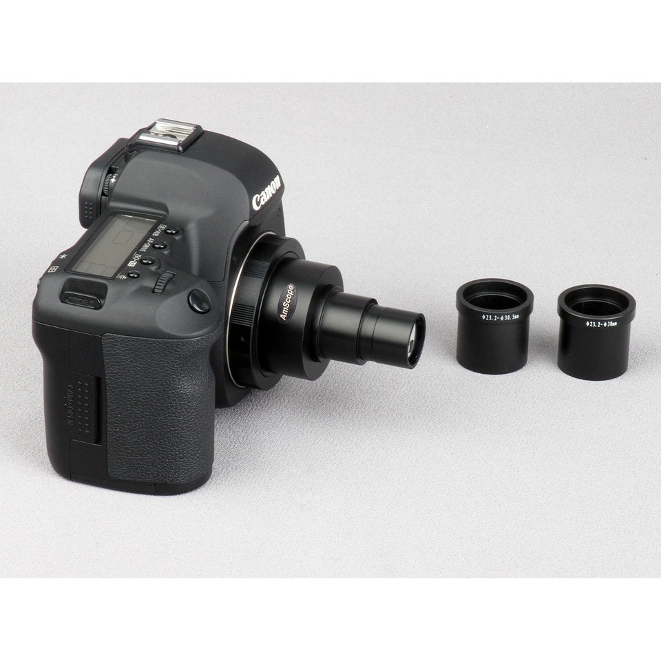 AmScope Canon SLR/DSLR Camera Microscope Adapter 2X Magnification w 2 ...