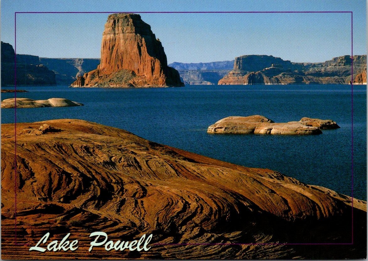 Postcard - Lake Powell - Cross Bedded Sandstone Forms Last Chance Bay ...