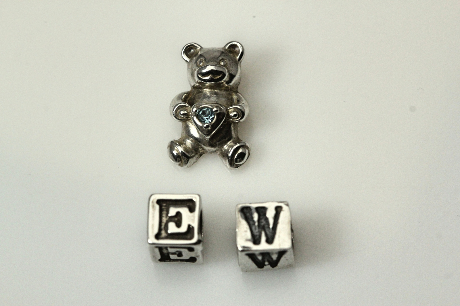 925 SS Blue Stone Teddy Pendant with W and E Square S… - Gem