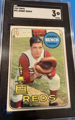 1969 TOPPS JOHNNY BENCH ALL STAR ROOKIE #95 SGC 3 VG HOF | eBay