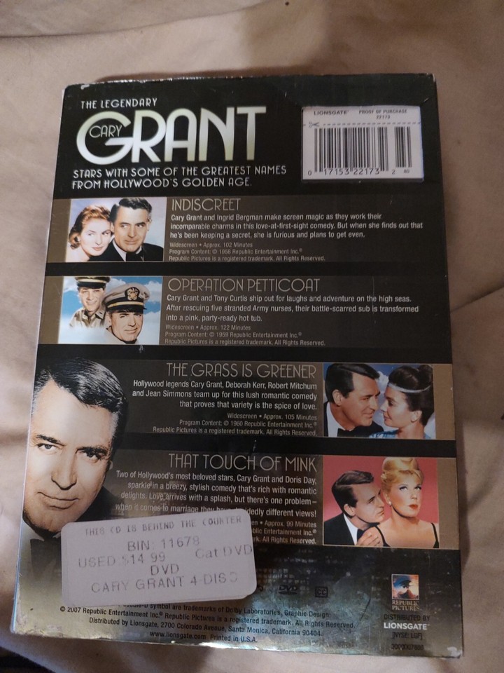 Cary Grant 4-Movie Collector's Set (4 DVD Set, 2007) Grant/Curtis ...