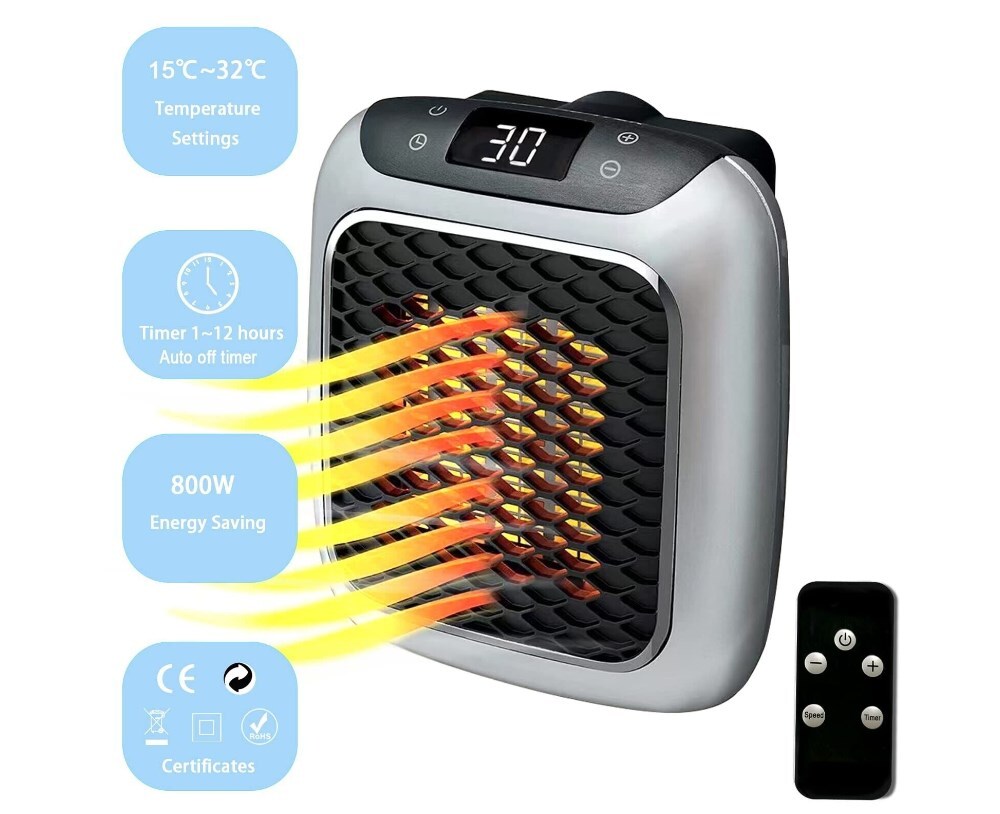 Handheld Heater HomeSpace Saving Wall Plug Socket Heater 800W Wireless ...