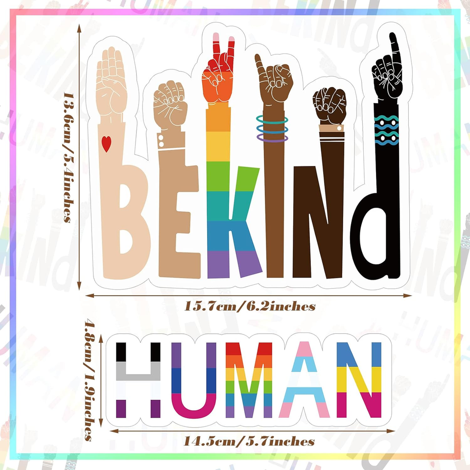 Be Kind Stickers Pride Stickers Human Rainbow Bumper Stickers Pride ...