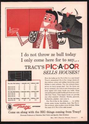 1955 Tracy Kitchens Picador Kitchen Cabinets Vintage trade print ad | eBay
