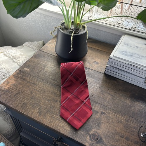 Donald J Trump signature collection Tie Red With Gray Crossed Stripes ...