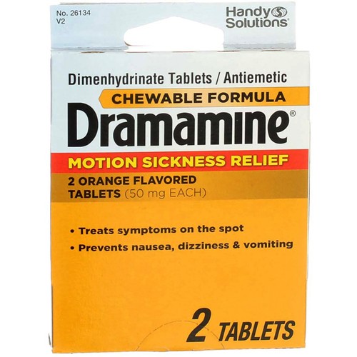 5 Pack Dramamine Motion Sickness Relief Chewable Tablets, Orange, 2 Ct ...