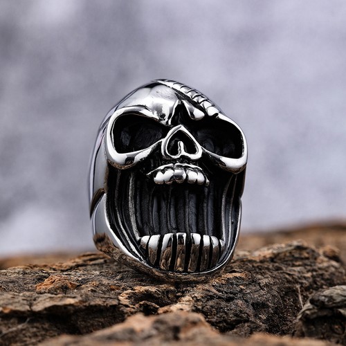 Gothic Vampire Skull Ring Mens Stainless Steel skull ring Biker Rings ...