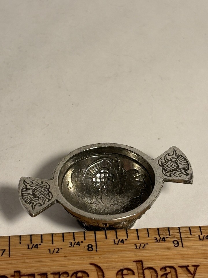 Vintage Small Scottish Quaich Sgian Dubh Pewter Toasting Bowl With ...