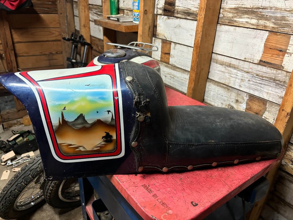 Vintage Suzuki T500 Gas Tank Fuel T 500 Custom Paint Cafe Chopper Seat ...