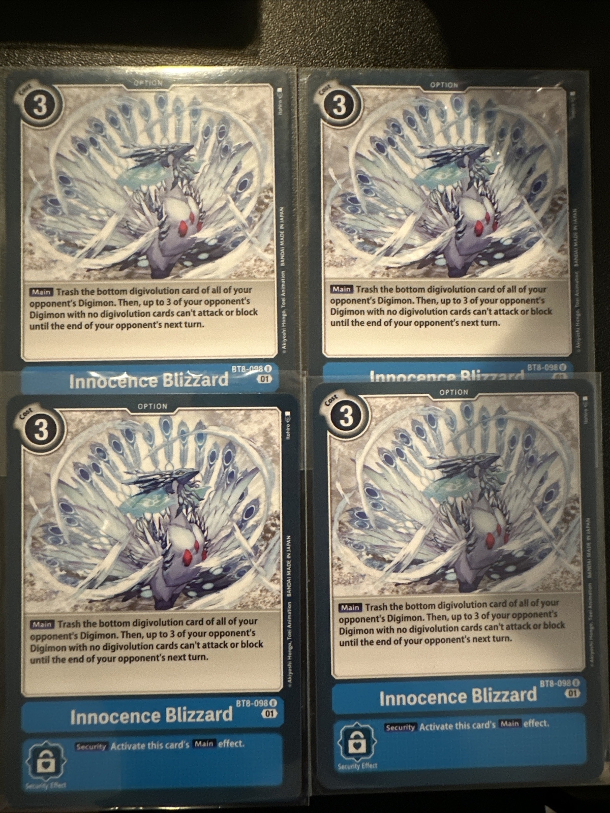x4 Innocence Blizzard BT8-098 U Uncommon Blue Digimion TCG Playset | eBay