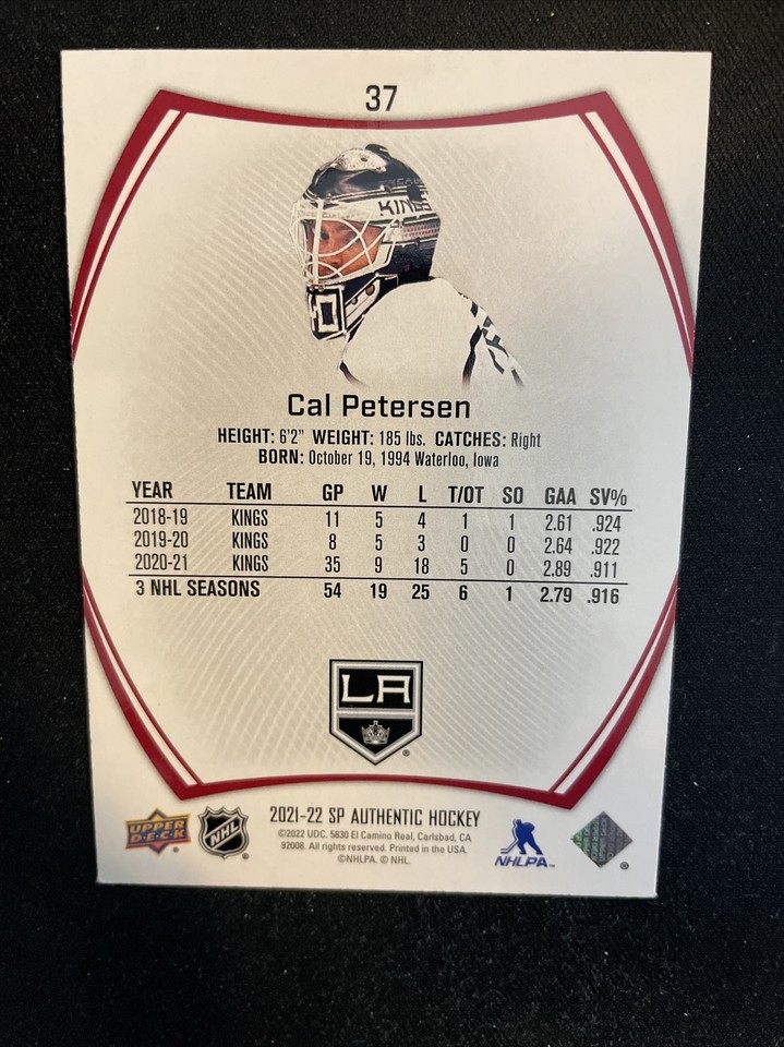 21-22 UD SP Authentic Hockey Red Limited 37 Cal Petersen | eBay