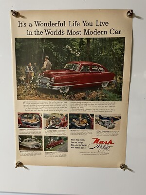 1951 Nash Airflyt Car Advertisement ALSO Cory’s Whiskey Ad. Front And ...