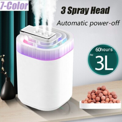 Ultrasonic Humidifiers 3L For Bedroom Large Room Office Cool Mist Air ...