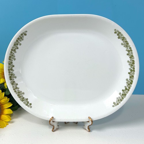 Vintage Corelle By Corning Oval Serving Platter 12"x10" Green Floral ...