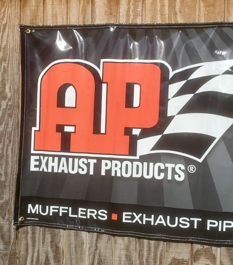 AP EXHAUST PRODUCTS MUFFLERS 72" X 32" ADVERTISING BANNER SIGN | eBay