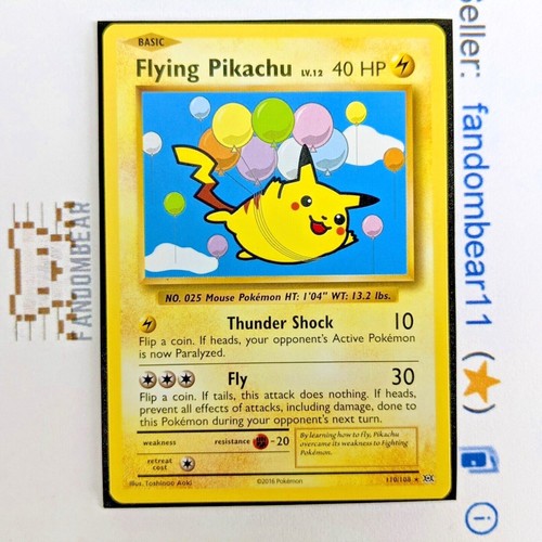 Flying Pikachu SECRET RARe card 110/108 XY Evolutions Mouse Pokemon TCG ...