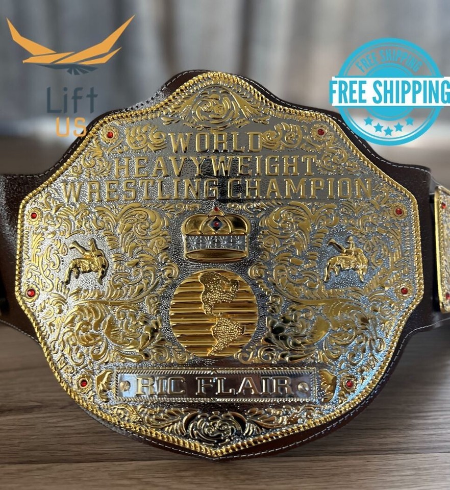 BIG GOLD World Heavyweight Championship Replica Tittle Belt Brown 6MM ...