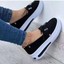 Women Block Shoes Slip On Closed Toe Platform Flat Wedge Casual Lace Up ...