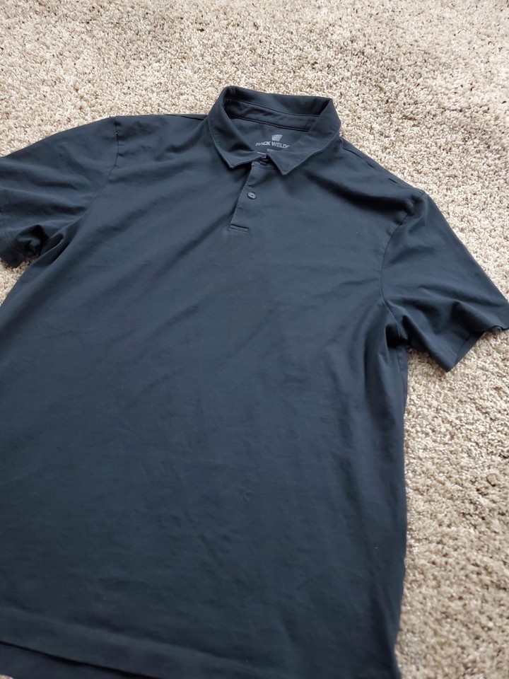 Mack Weldon Polo Shirt Mens Medium Black Short Sleeve Cotton For Daily ...