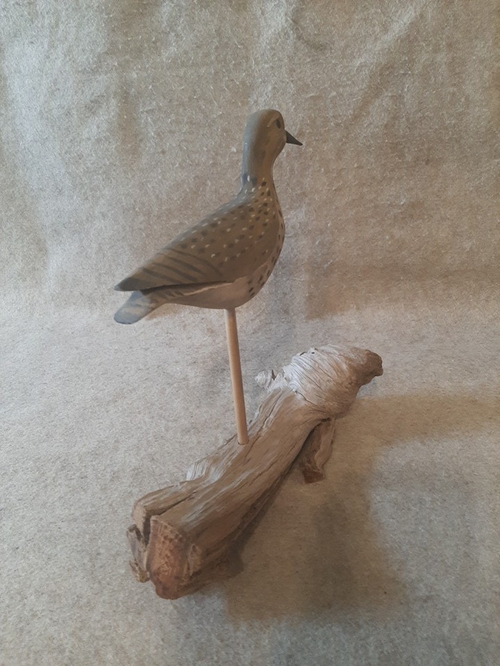 Carved Wood Shorebird Decoy Sandpiper Waterfowl signed Harry Shourds ...