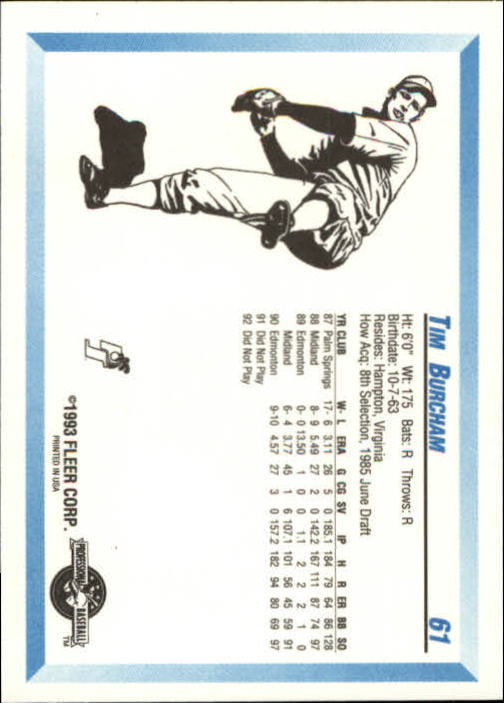 1993 Palm Springs Angels Fleer/ProCards #61 Tim Burcham | eBay