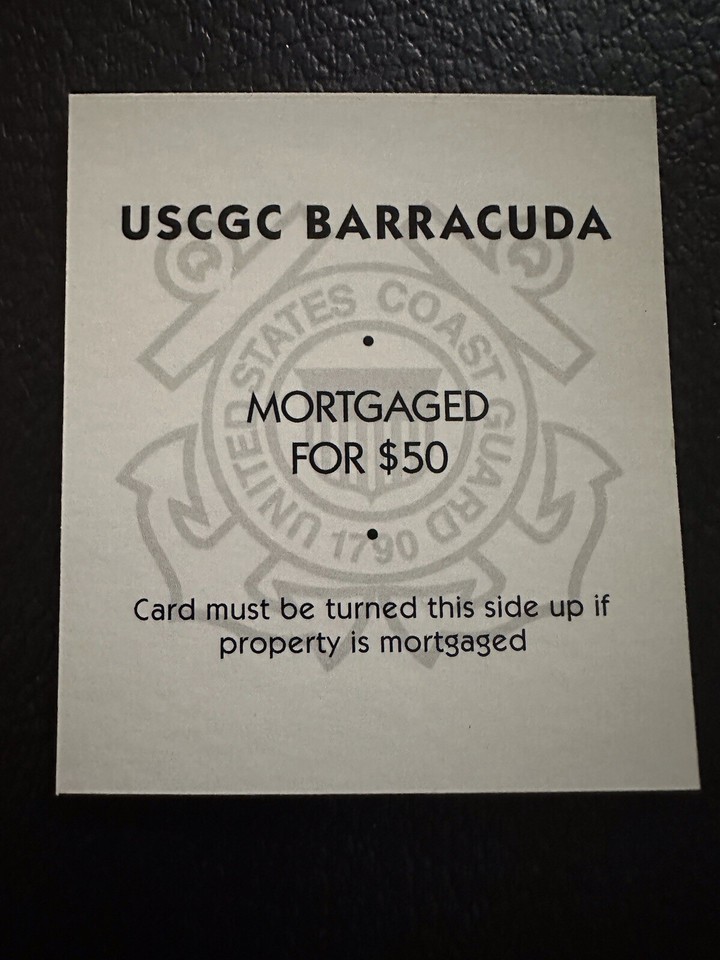 Original US Coast Guard Monopoly Card, USCGC BARRACUDA | eBay