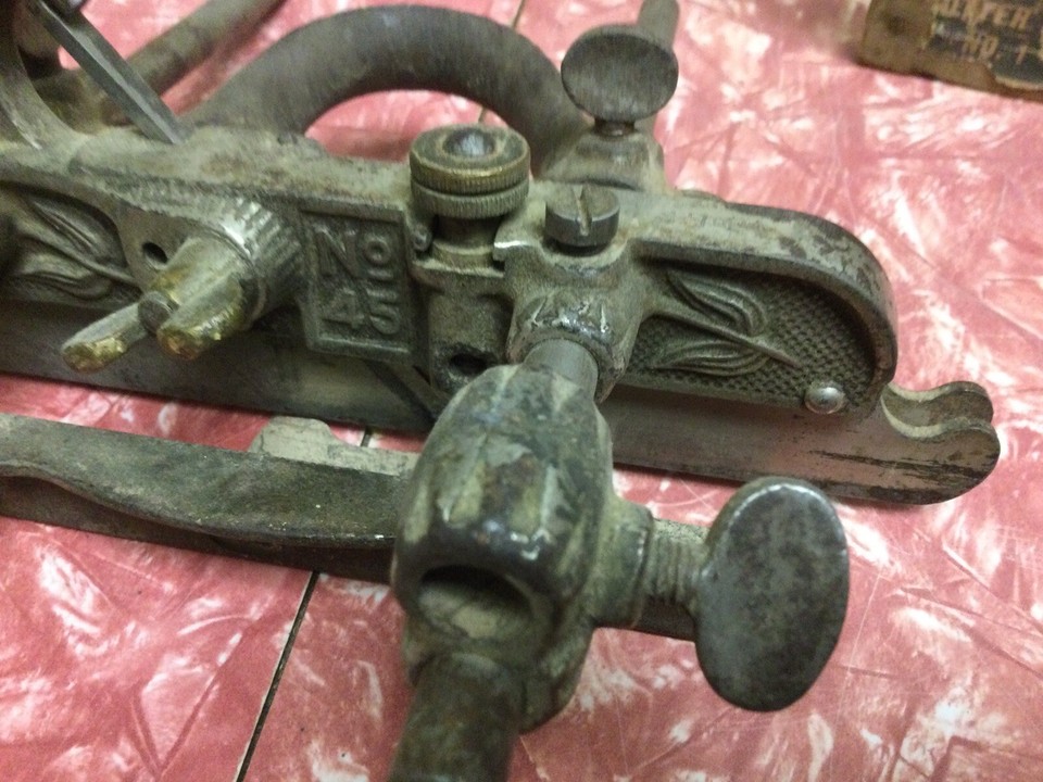 ANTIQUE OLD VICTORIAN 1890's Stanley Bedrock No 45 Plane Tool W/ Box Of ...