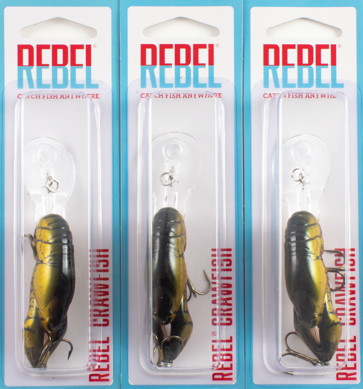 (LOT OF 3) REBEL DEEP WEE CRAW CRANKBAIT 3/8OZ D7684 MOSS CRAWFISH ...
