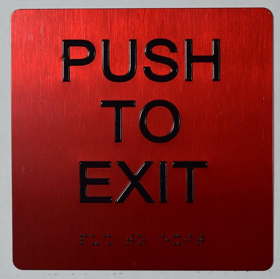 Push to EXIT Sign (Aluminium !!, RED,Size 6X6)- The Sensation line ...