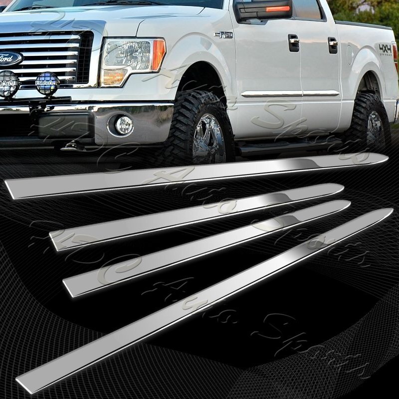 For 09-14 Ford F-150 F150 Crew Cab Chrome ABS Body Side Door Moldings ...